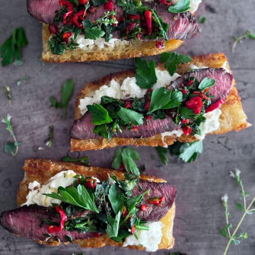 Steak + Burrata Bruschetta - The Virtual Caterer