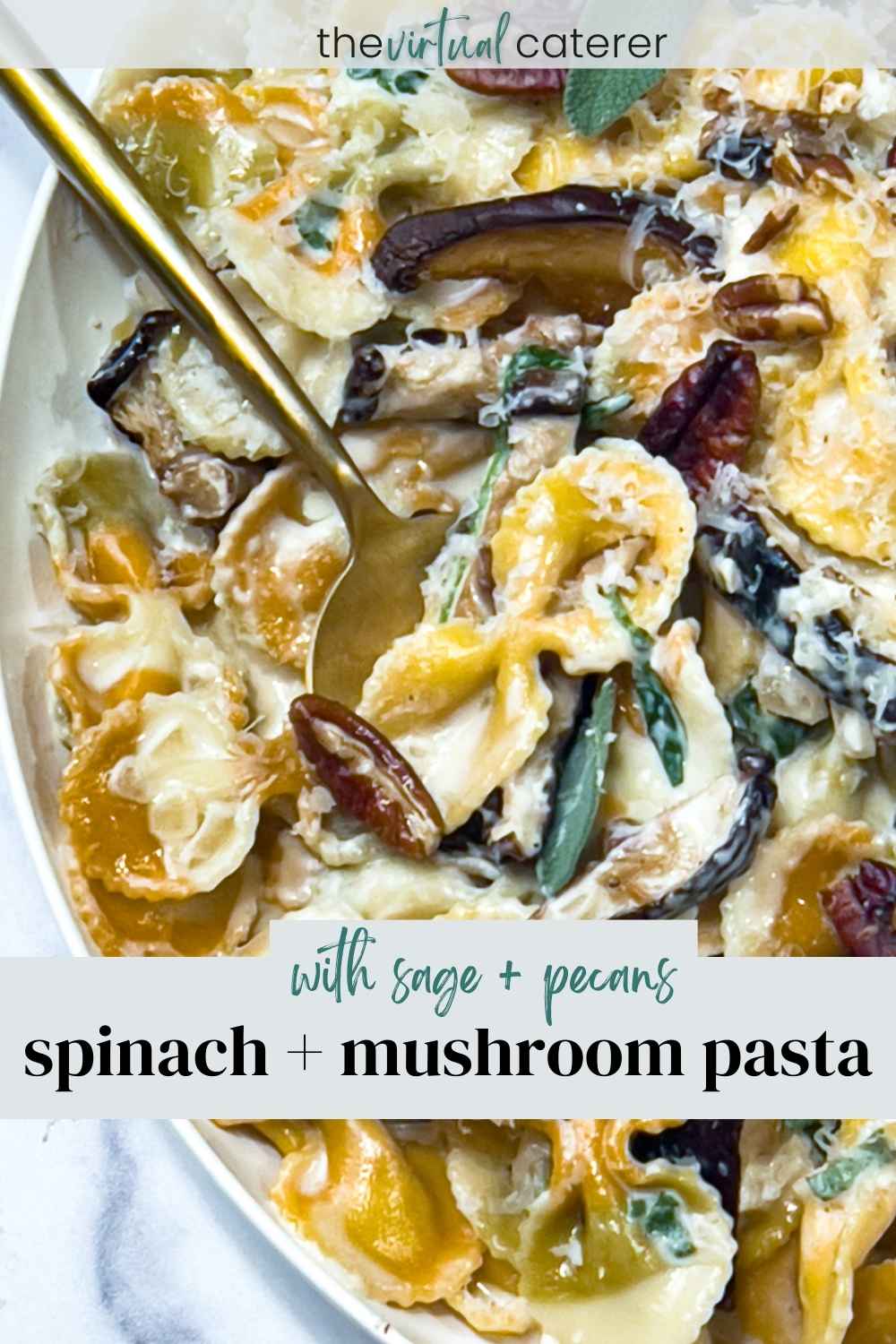 Spinach and Mushroom Pasta with Creamy Parmesan Sauce - The Virtual Caterer