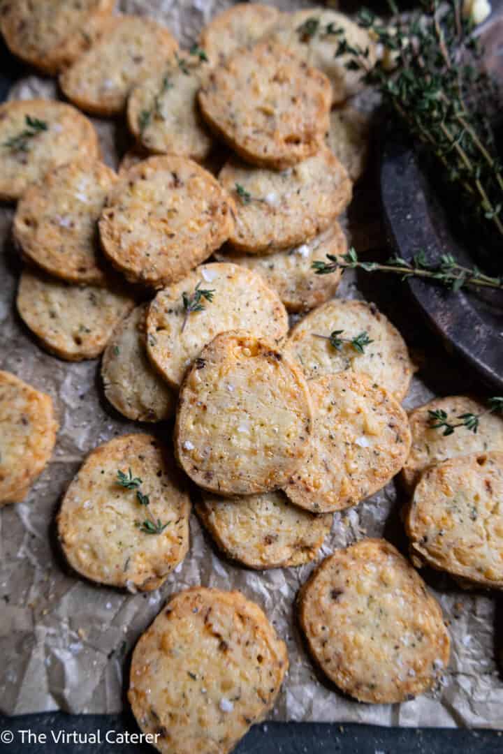 Savory Shortbread Cookies with Cheddar and Thyme - The Virtual Caterer
